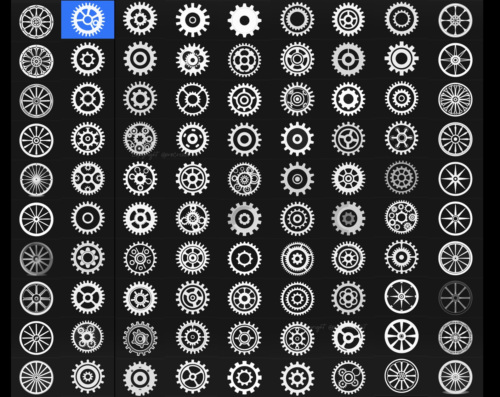 100+ Procreate Gears and Wheels Stamps, Gears and Wheels Brushes for ...