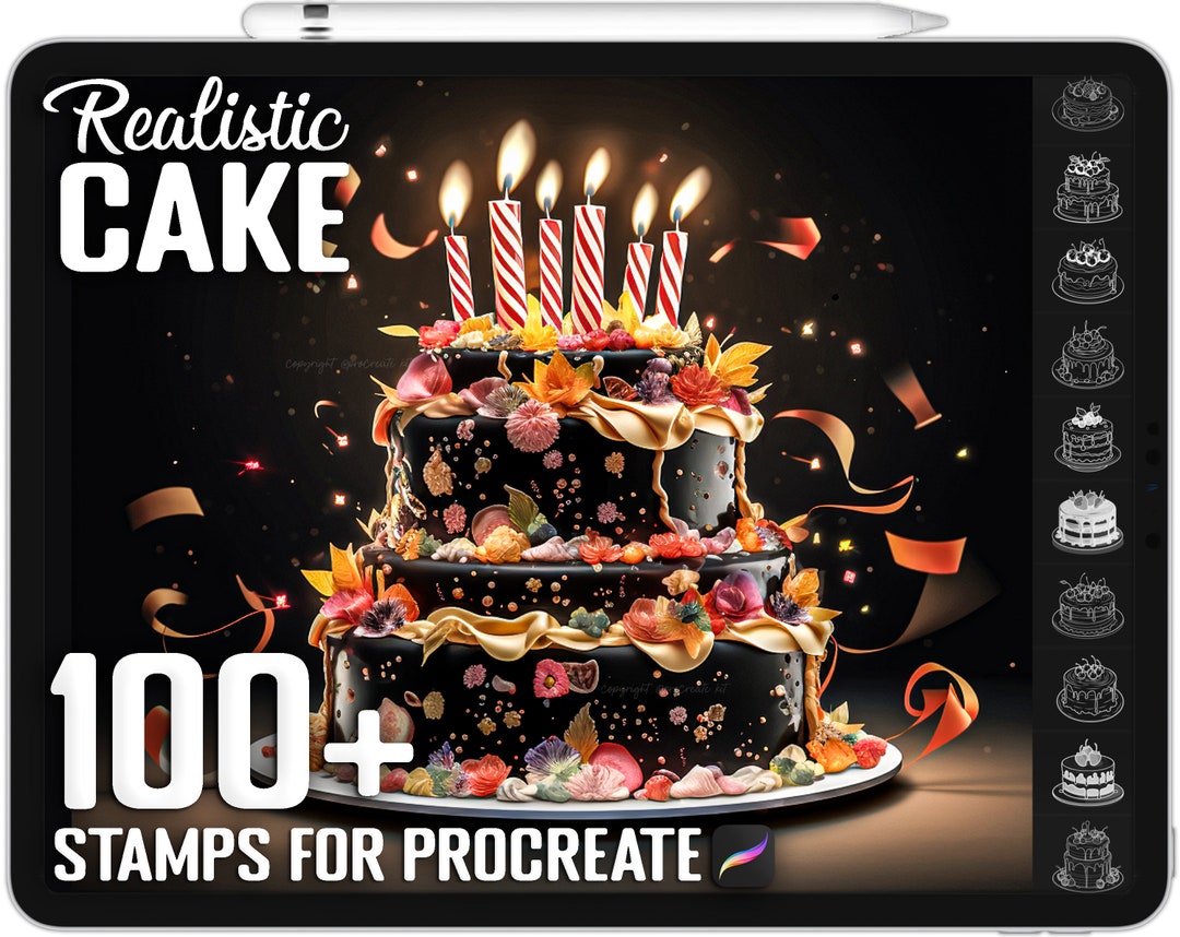 100+ Procreate Realistic Cake Stamps, Cake Brushes for Procreate ...