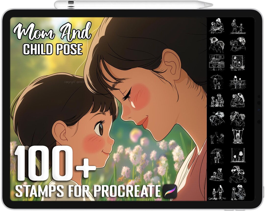 100+ Procreate Mom & Child Stamps, Loving Family Moment Brushes for ...
