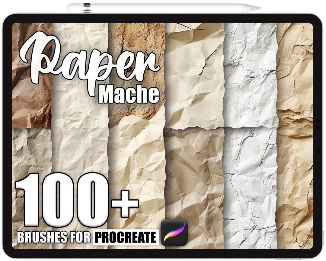 100+ Procreate Paper Mache Brushes, Realistic Texture Brushes for ...