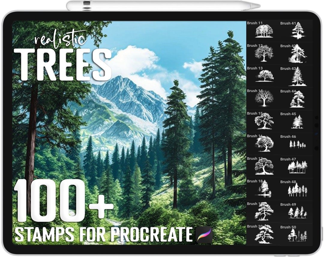 100+ Procreate Tree Stamps, Realistic Tree Brushes for Procreate ...