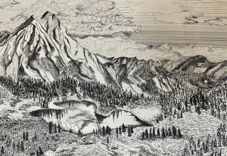 Pen and Ink Landscape - Etsy