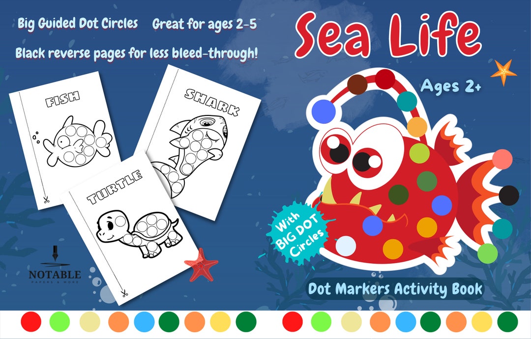 DIGITAL DOWNLOAD Sea Life Vol I Dot Markers Activity Book for Kids 40 ...