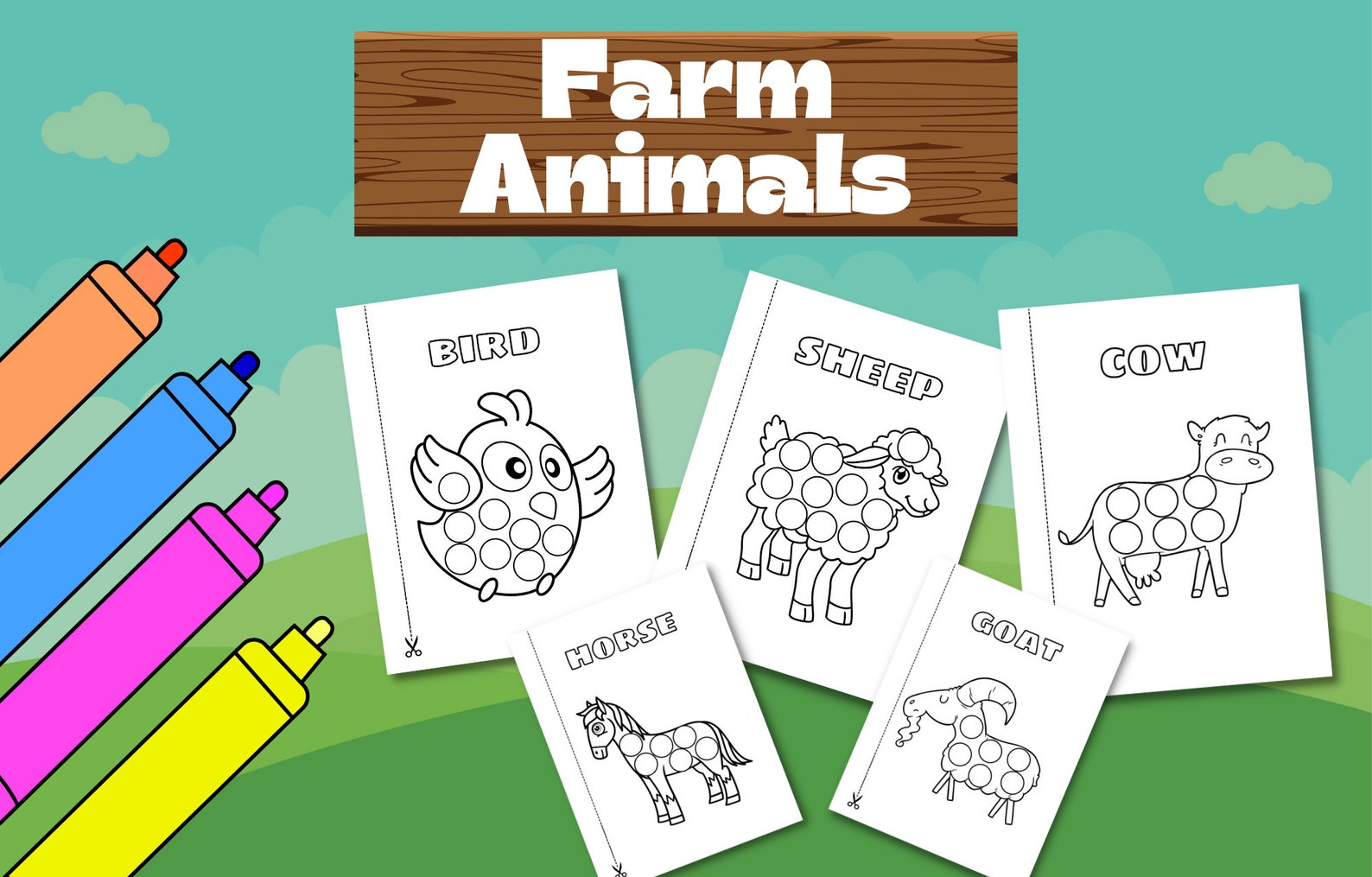 Farm Animals Dot Markers Activity Book for Kids | 35 Pages | INSTANT ...