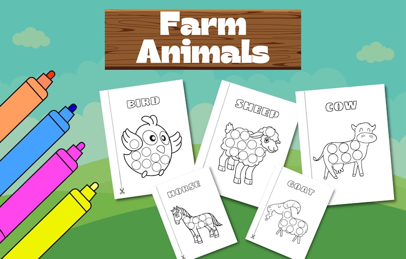 Farm Animals Dot Markers Activity Book for Kids | 35 Pages | INSTANT ...