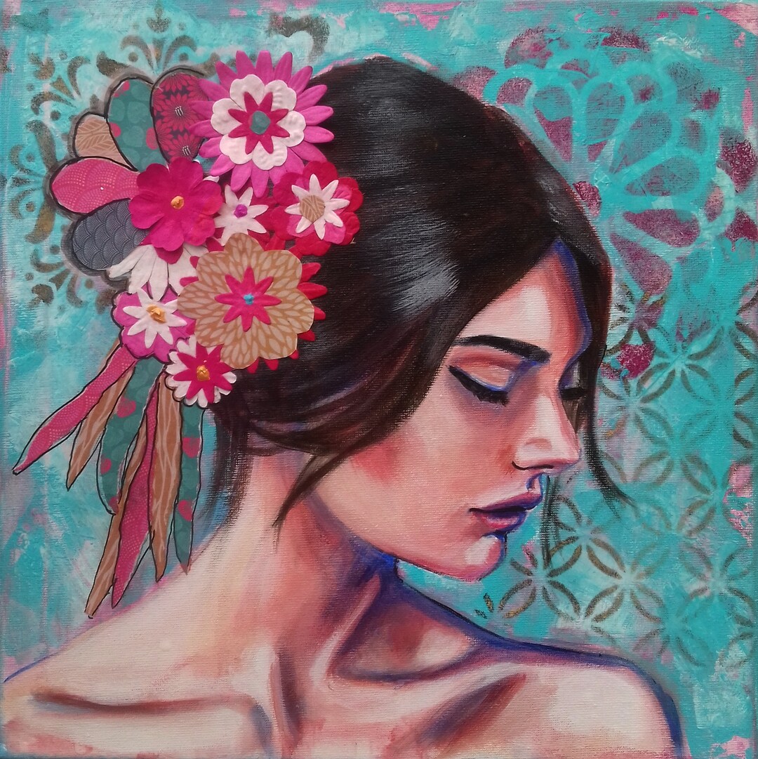 Original Wall Painting Portrait Woman on Canvas - Etsy