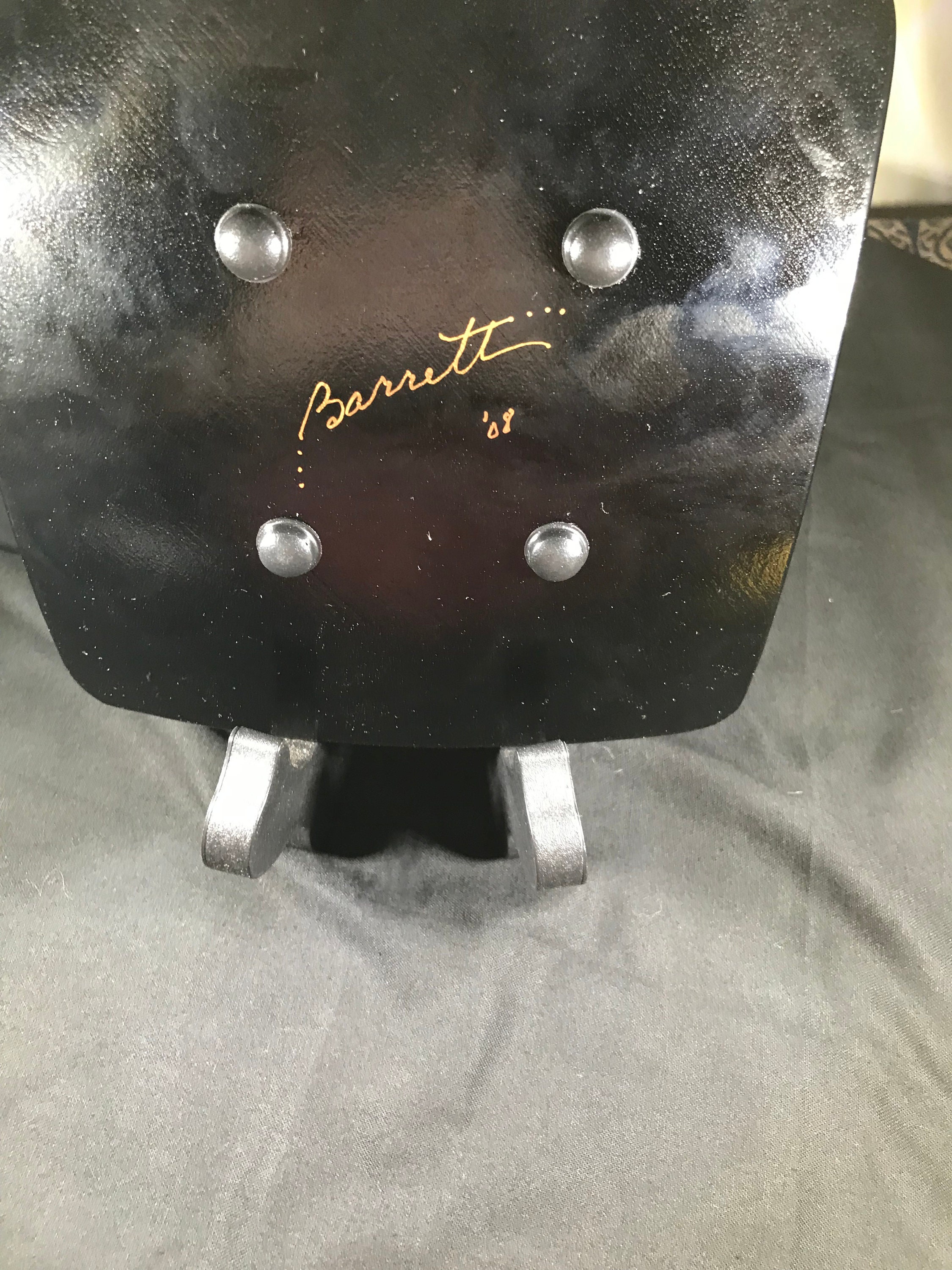 Jim and Sharron Barrett Postmodern Art Glass Metallic and Black Footed ...