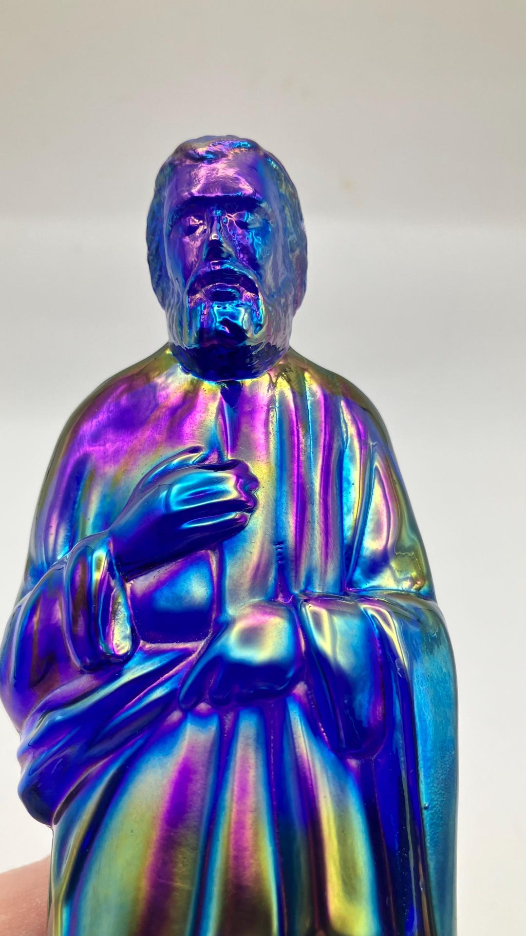 Rare Cobalt Blue Iridescent Fenton Glass Nativity Joseph Figurine ...