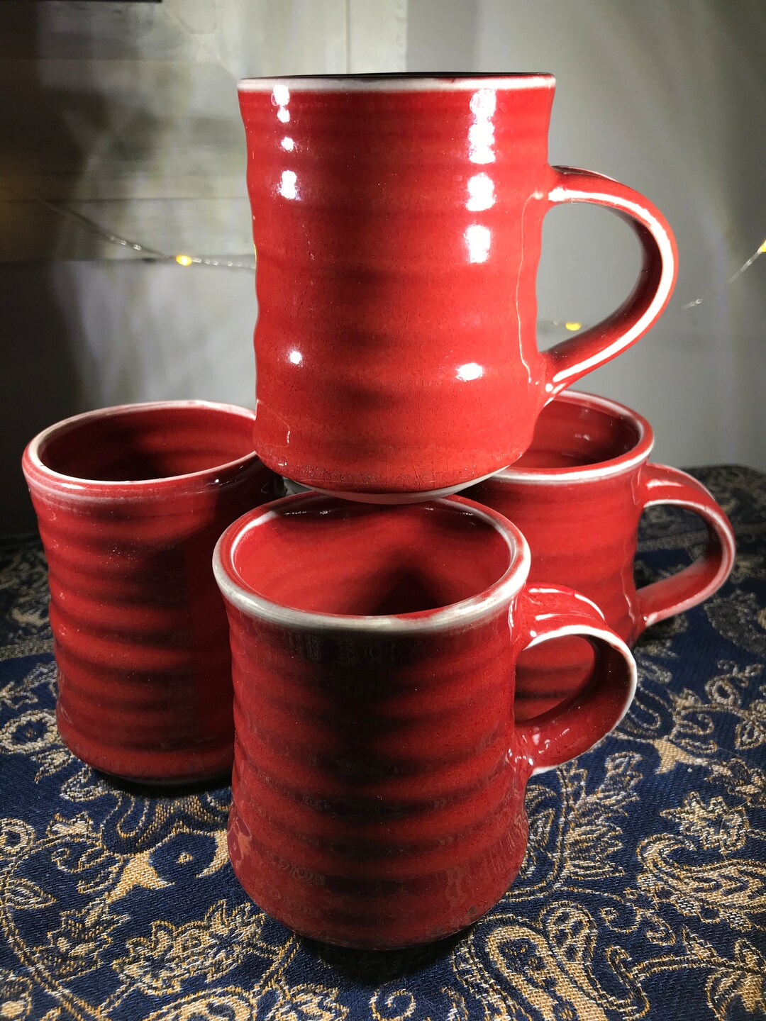 Set of 4 Handmade Stoneware Pottery Mugs Signed S.meeks - Etsy
