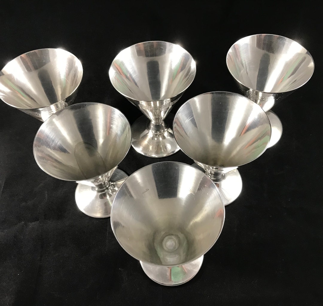 Set of 6 Meriden S.P. Co. International Silver Co. Etched Goblets ...