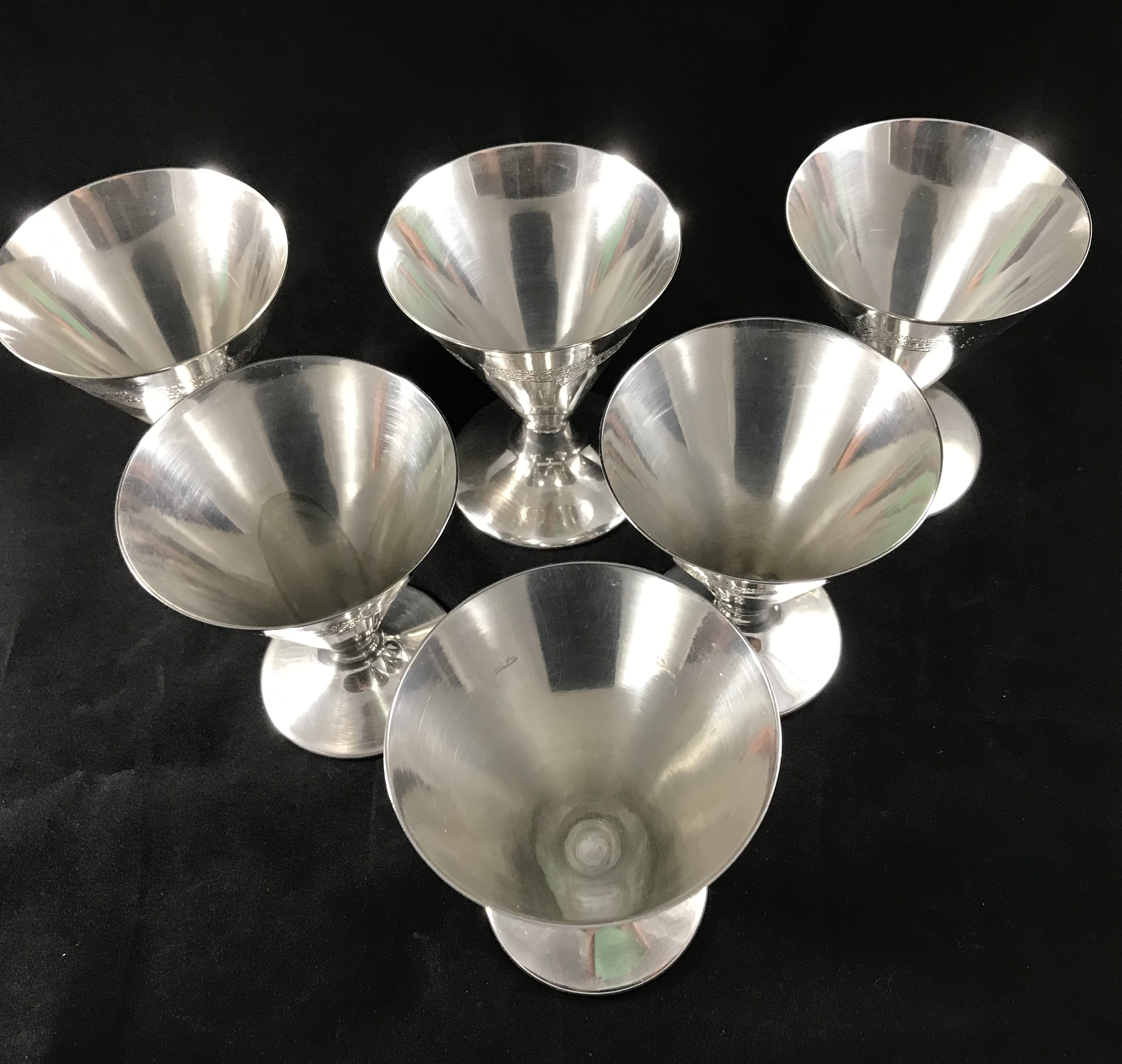 Set of 6 Meriden S.P. Co. International Silver Co. Etched Goblets ...