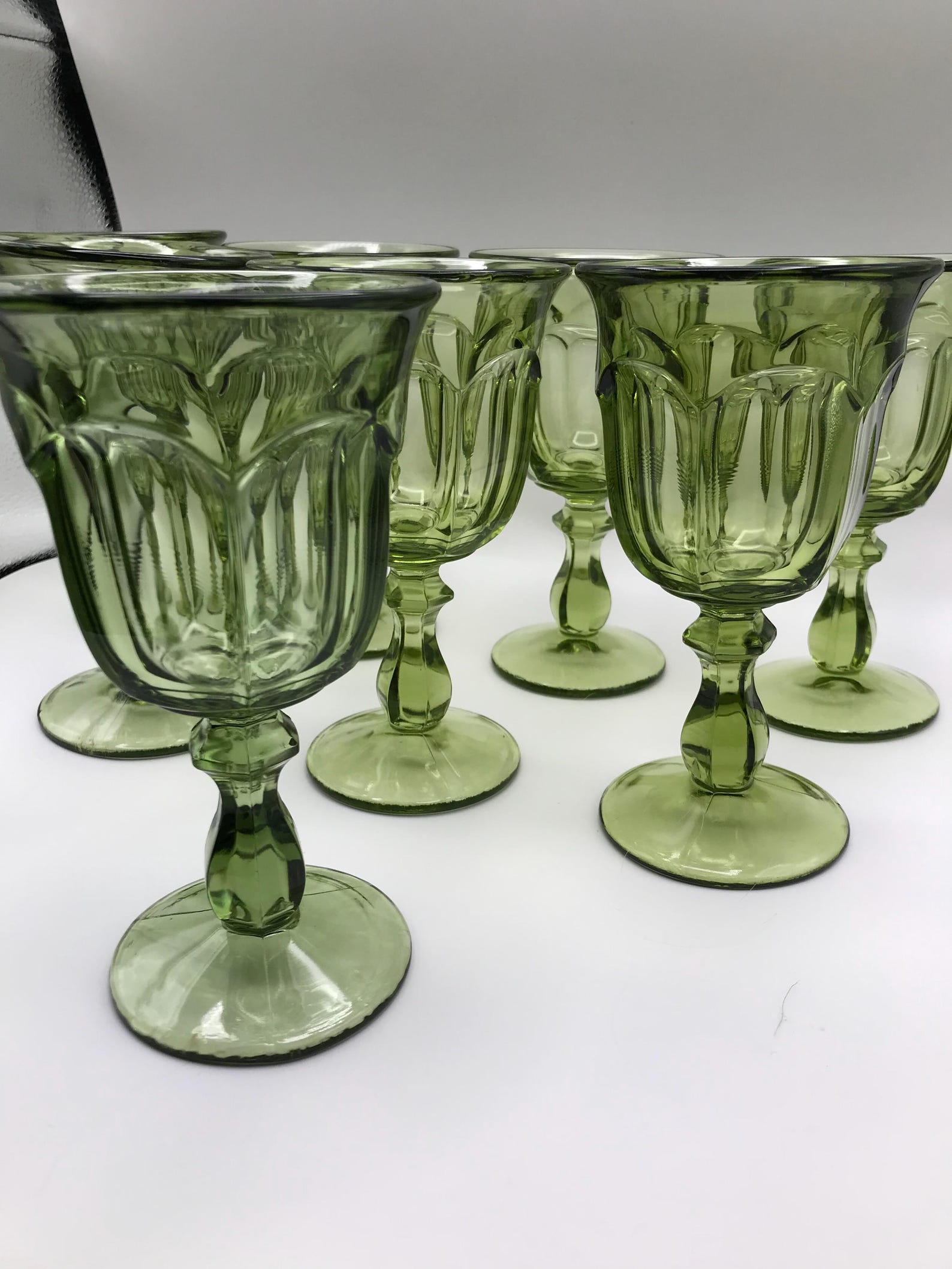 Set of 8 Vintage Wine Goblets Verde Green Imperial Old Williamsburg ...