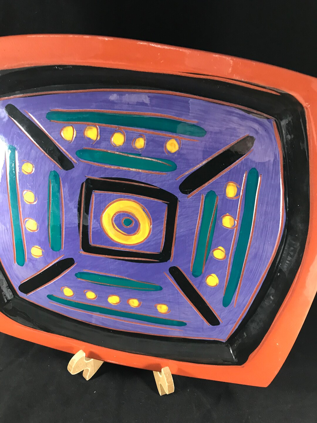 Abstract Art Redware Dish With Sgraffito - Etsy