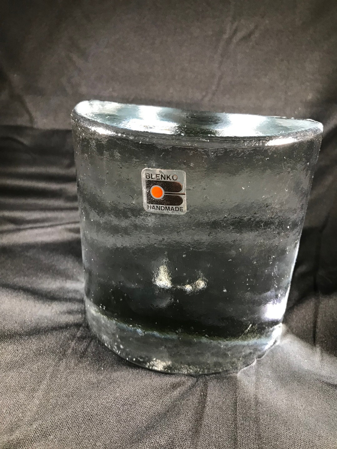 Vintage Blenko Clear Glass Half Circle Half Moon Bookend - Etsy