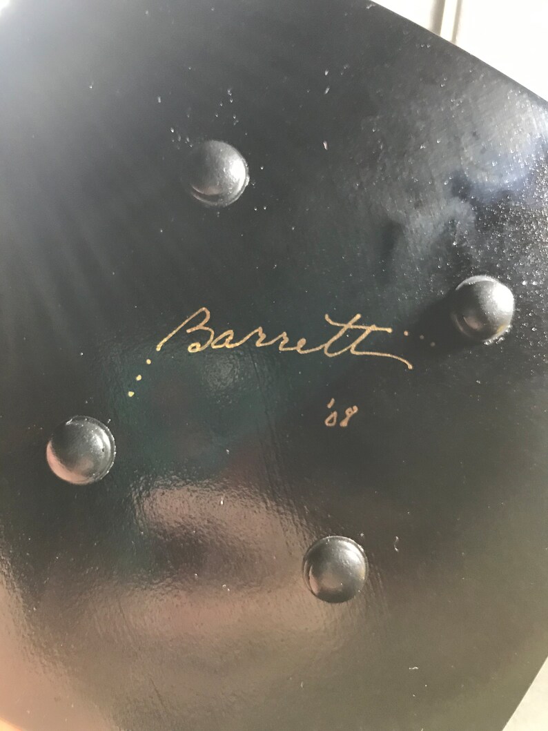 Jim and Sharron Barrett Postmodern Art Glass Metallic and Black Footed ...