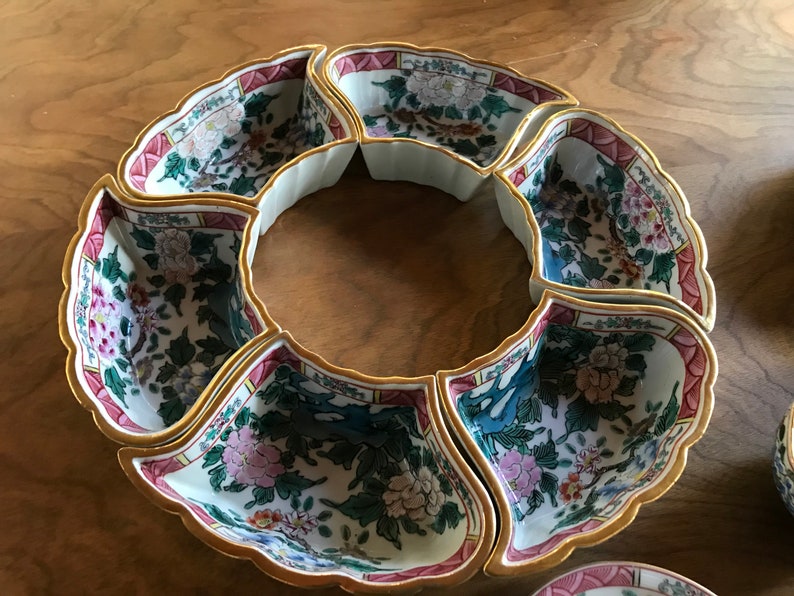Vintage Kutani Yaki Handpainted Japanese Porcelain Dishware Yamazaki Co ...