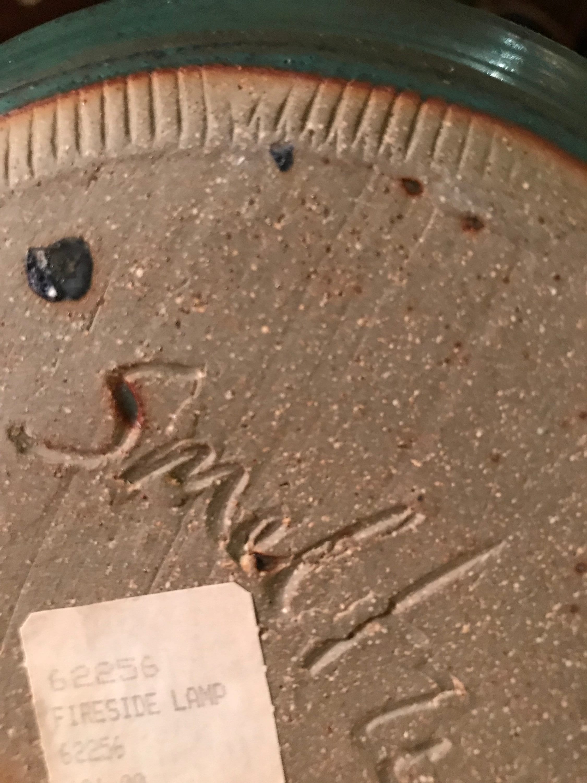 Nancy Smeltzer Teal Handmade Pottery Fireside Lamp Candle Holder With ...