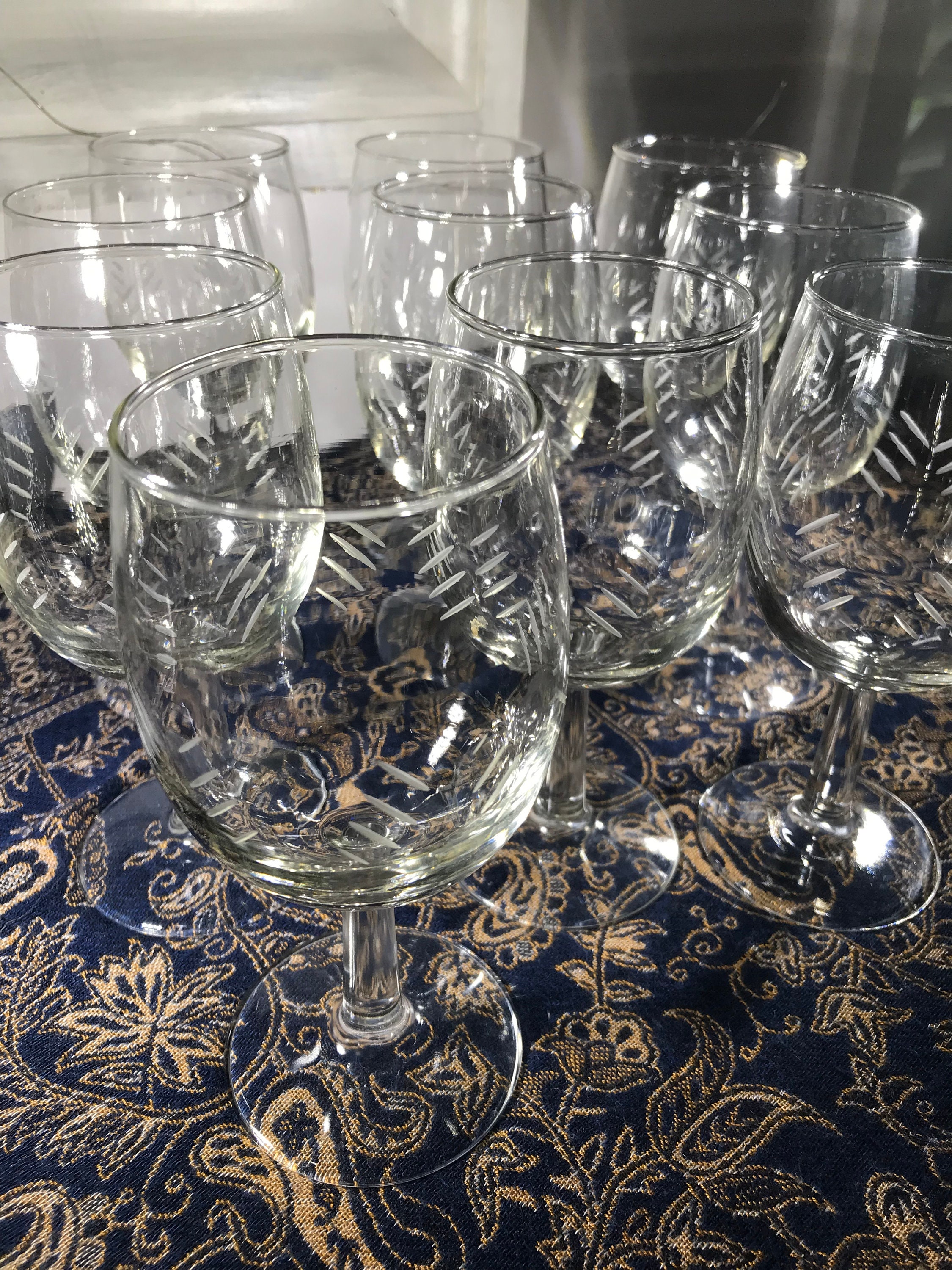 Set of 10 Javit Badash rain Pattern Cut Crystal Wine Glasses - Etsy