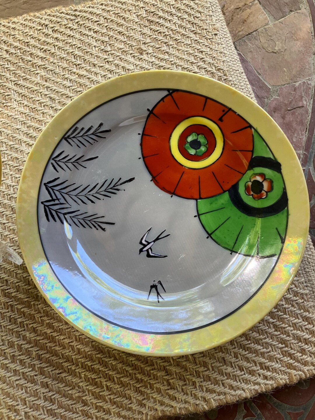 Vintage Lusterware Dessert Plates - Set of 6 Bird & Fern Design, Made ...