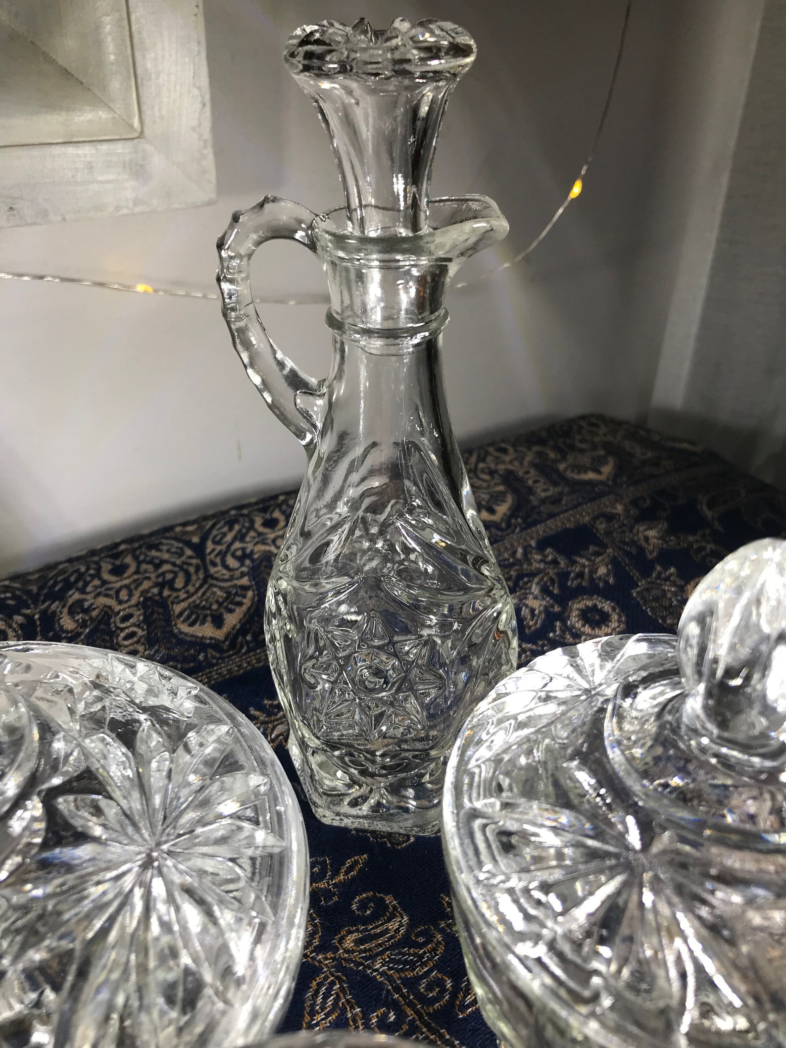 Vintage Anchor Hocking “star of David” Pattern Set of Clear Pressed ...