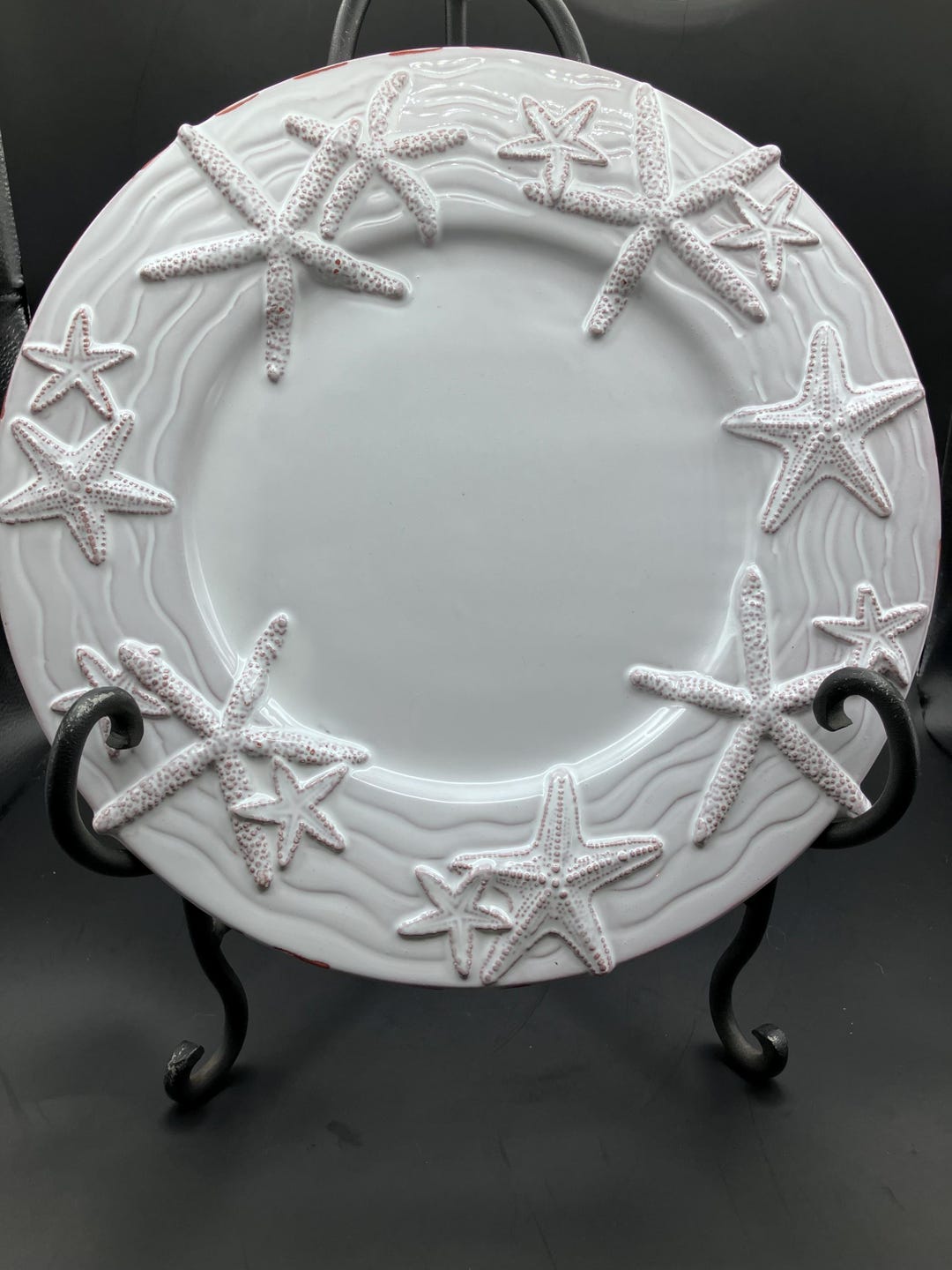 Retired Mud Pie Starfish Dinner Plate: White Glaze Redware - Etsy