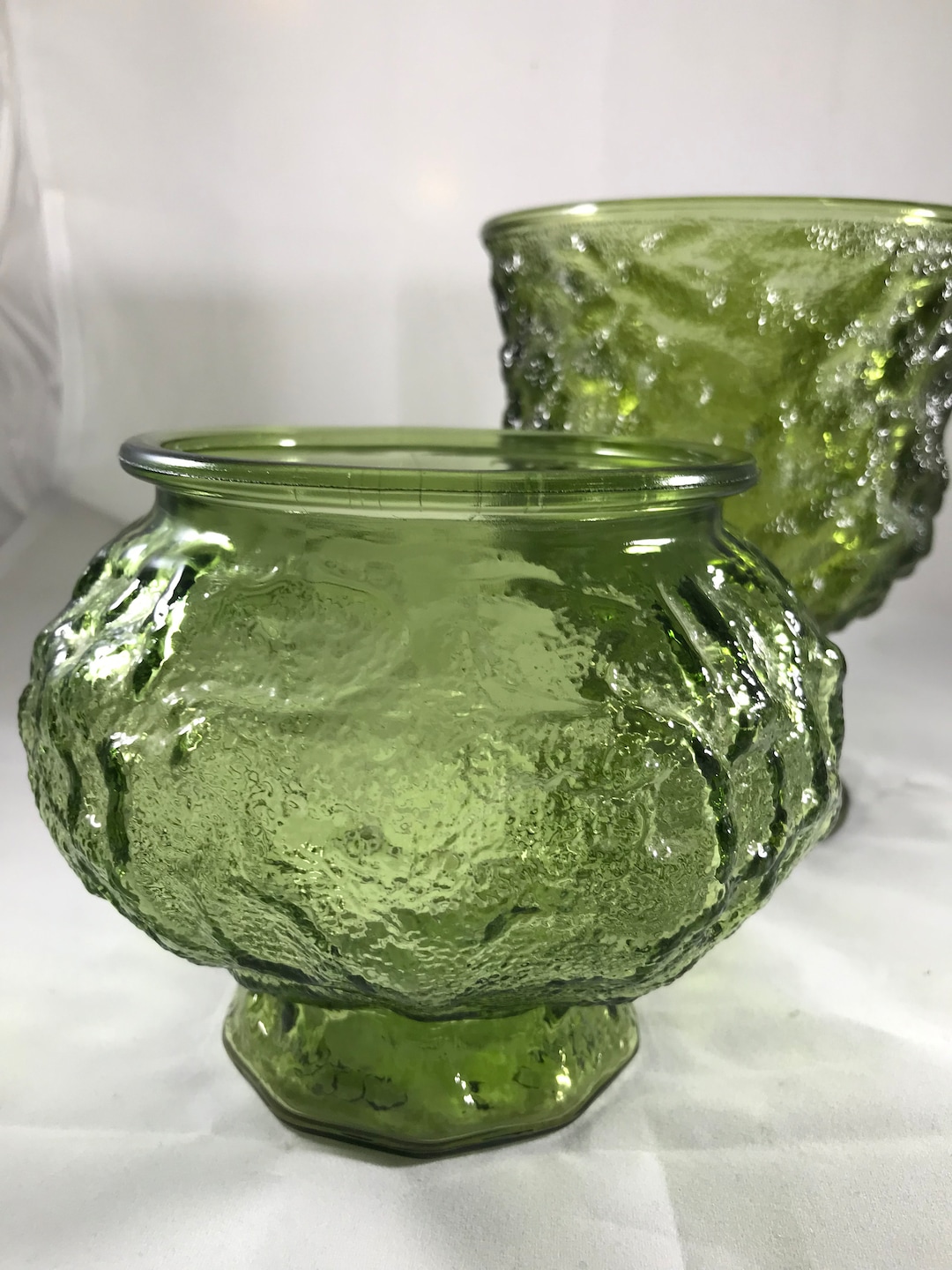 E.O. Brody Co. Green Crinkle Glass Vases - Etsy