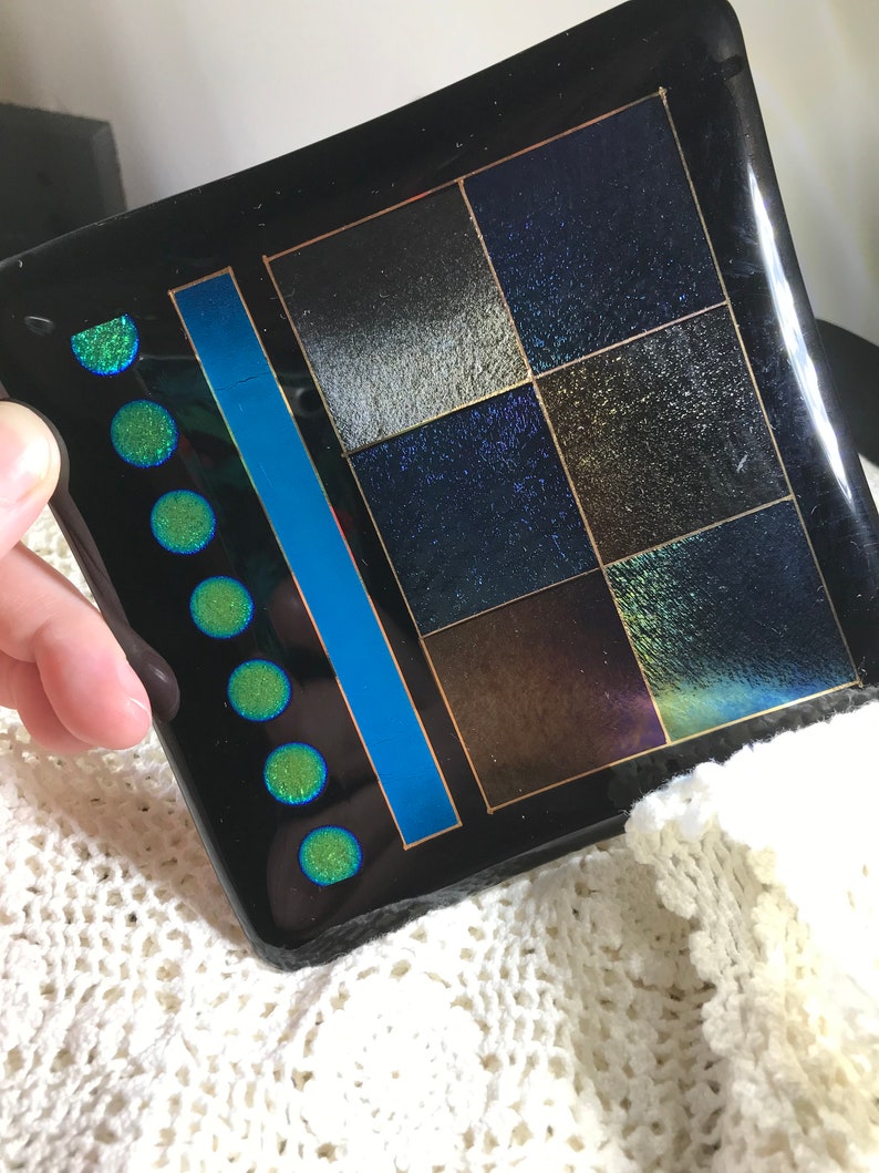 Jim and Sharron Barrett Postmodern Art Glass Metallic and Black Footed ...