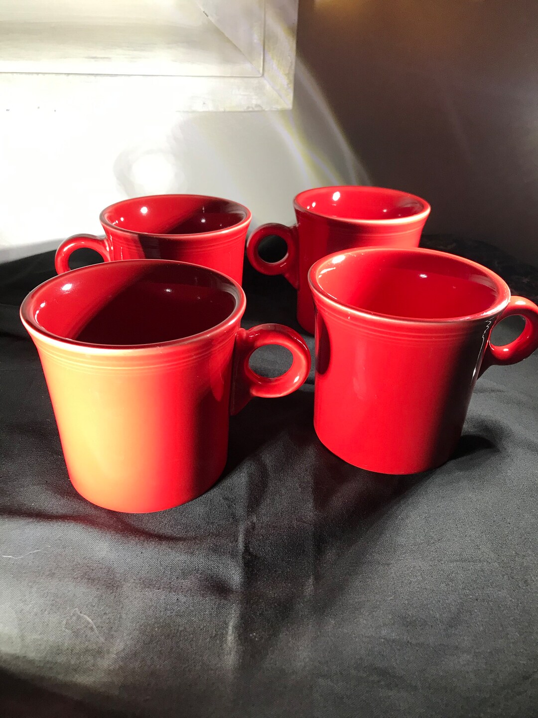 Set of 4 Red Fiesta Mugs With Ring Handle - Etsy