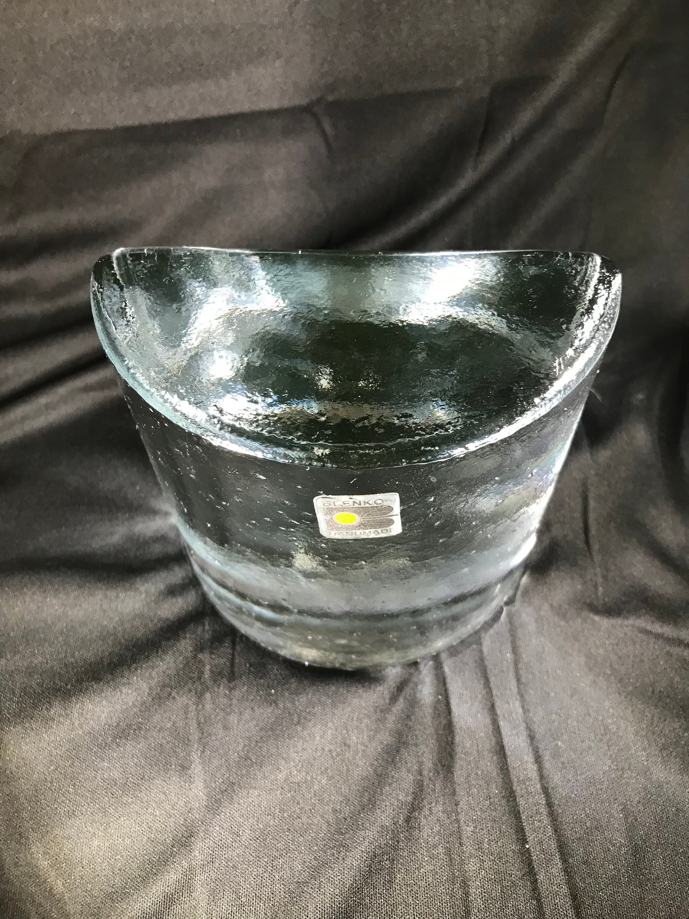 Vintage Blenko Clear Glass Half Circle Half Moon Bookend - Etsy