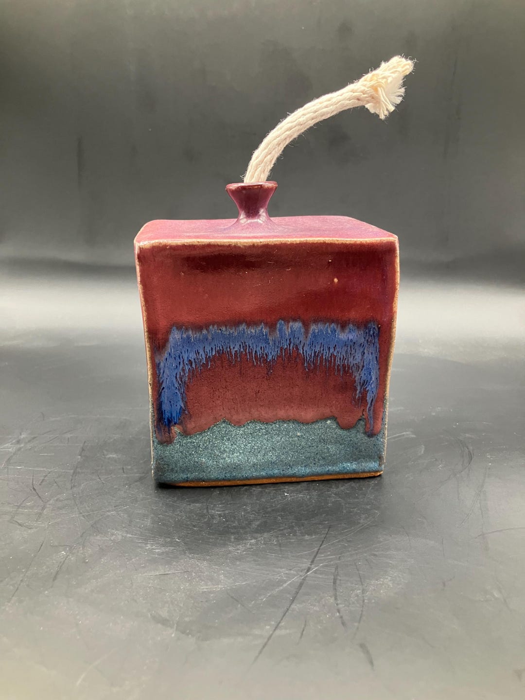 Judy Jackson Pottery Stoneware Square Oil Lamp With Cotton Wick - Etsy
