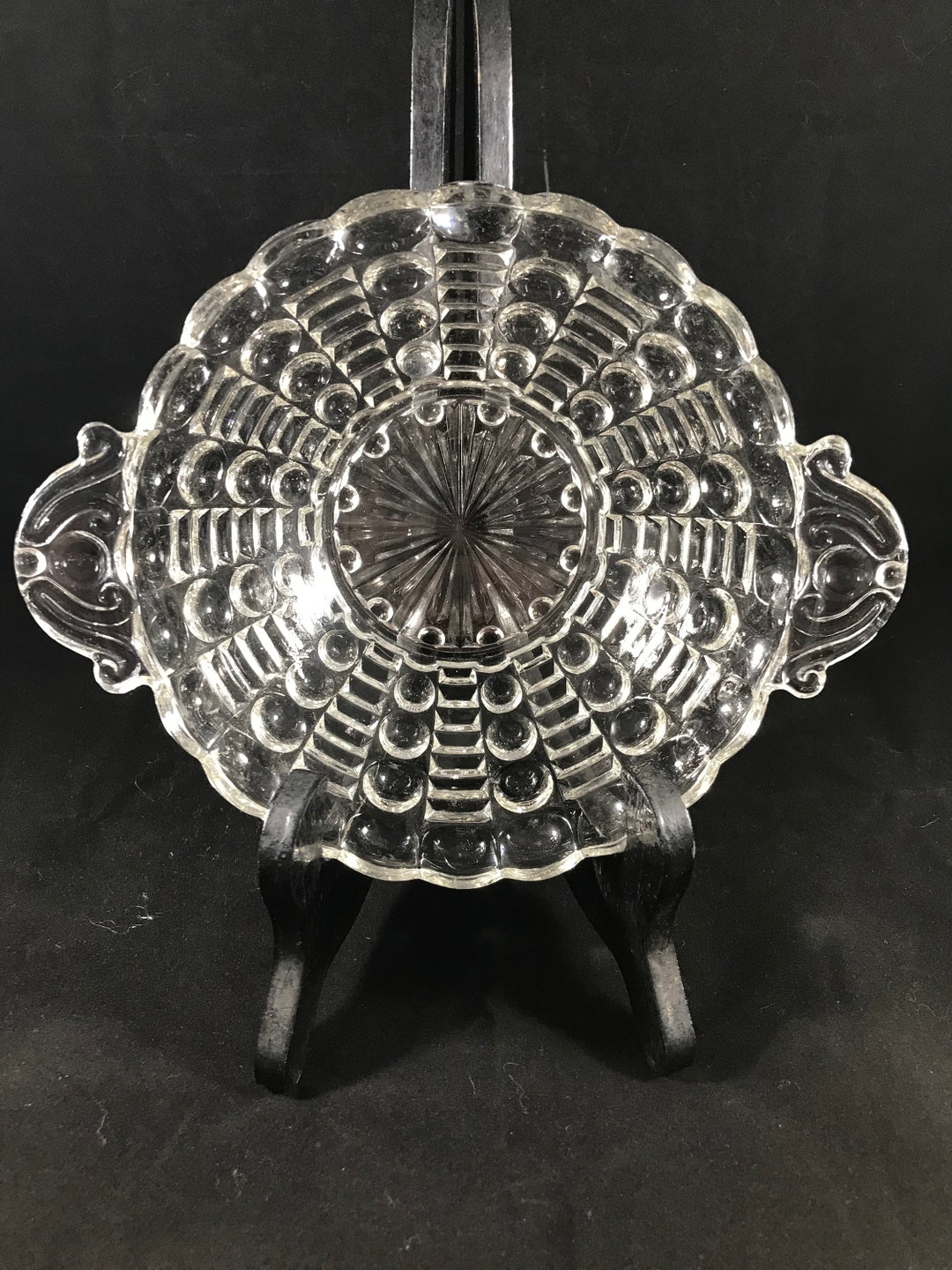 Anchor Hocking Ball and Rib Pattern Depression Glass Bowl With Handles ...