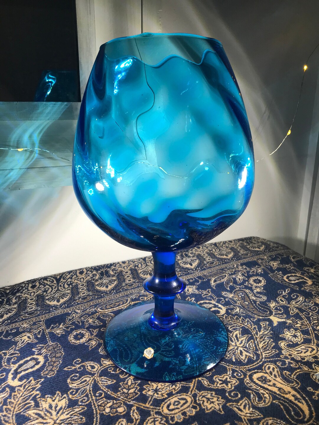 Vintage MCM Italian Hand Blown Blue Optic Brandy Snifter - Etsy