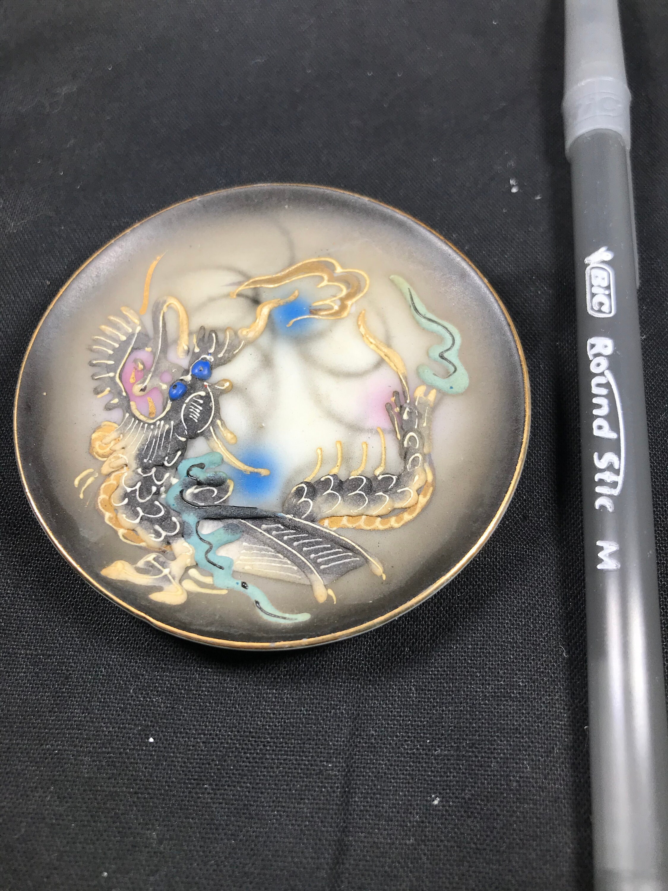 Tiny Japanese Dragonware Moriage Plate With Gold Rim - Etsy