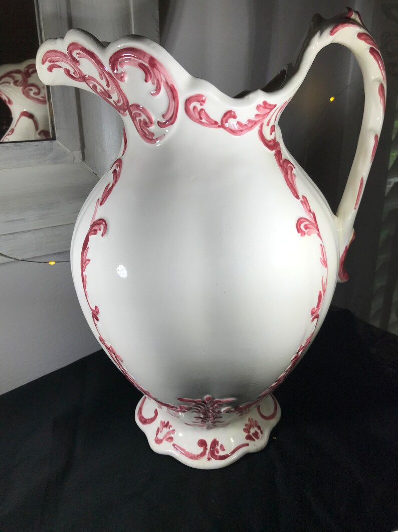 Pink and White Hand Painted Victorian Pitcher - Etsy