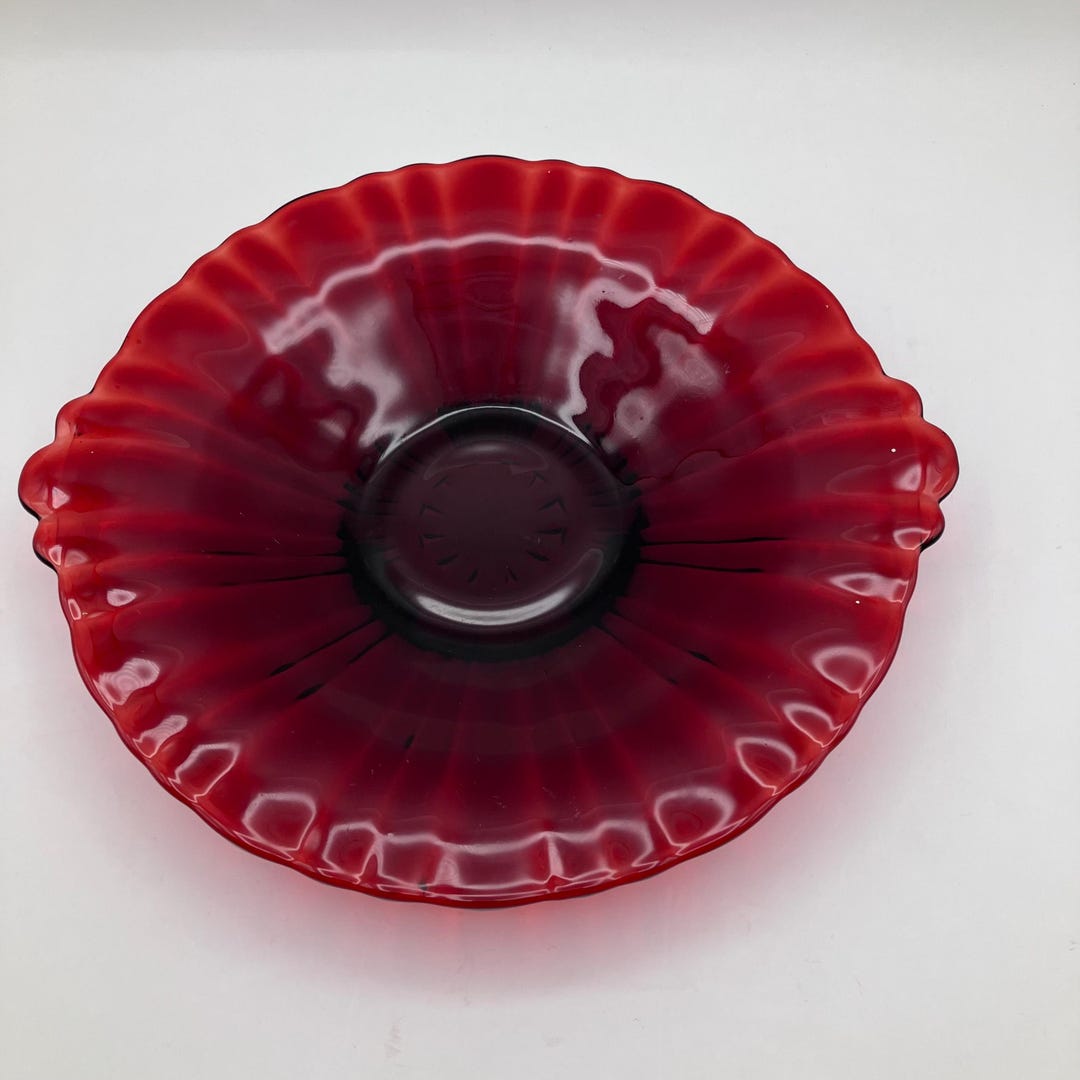 Vintage Anchor Hocking Old Cafe 1938 Ruby Red Candy Dish - Etsy