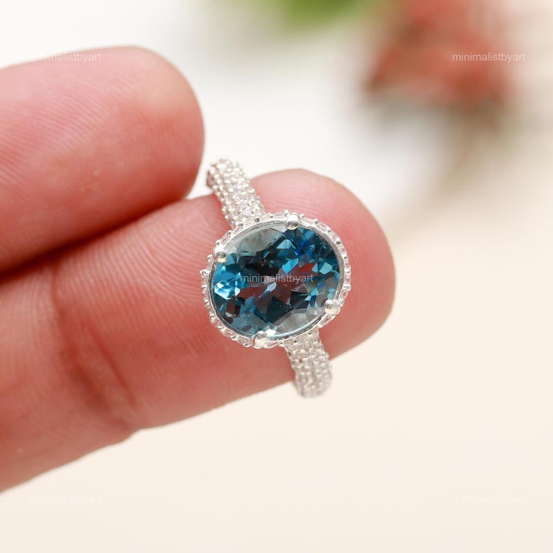 Bezel Blue Zircon Ring - Etsy UK