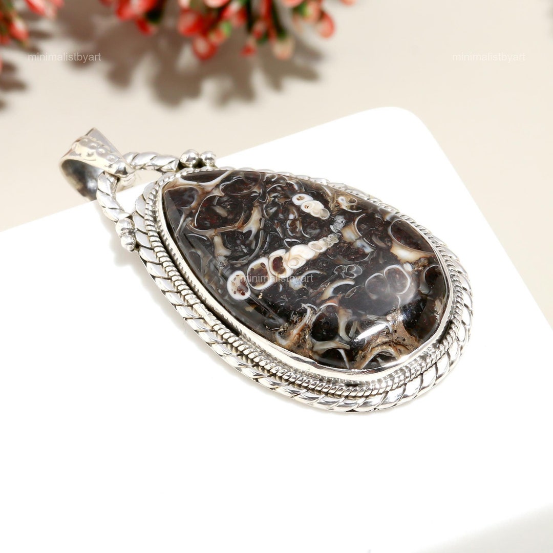 100% Genuine Turtella Jasper Pendant, Gemstone Pendant, Black Pendant ...
