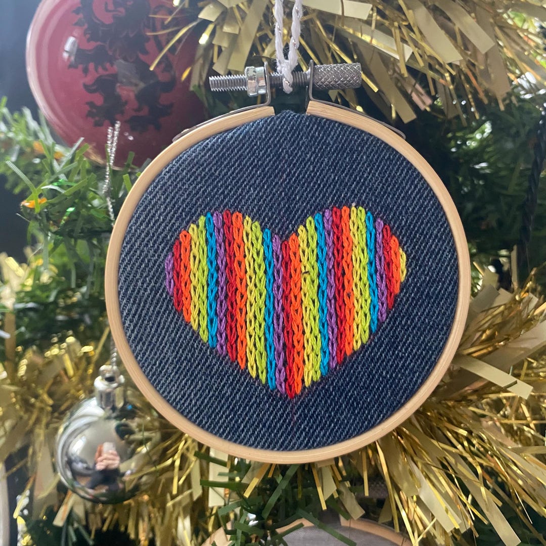 Hand-embroidered Pride Heart Christmas Tree Decoration - Etsy