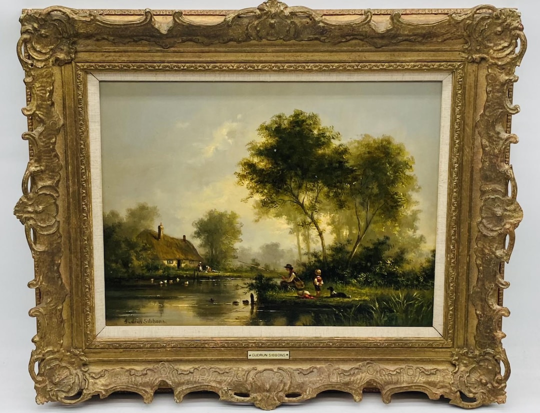 Gudrun Sibbons Painting: Framed Cottage Landscape, Signed Oil on Board ...