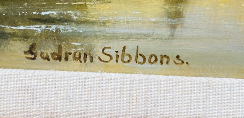 Gudrun Sibbons Painting: Framed Cottage Landscape, Signed Oil on Board ...
