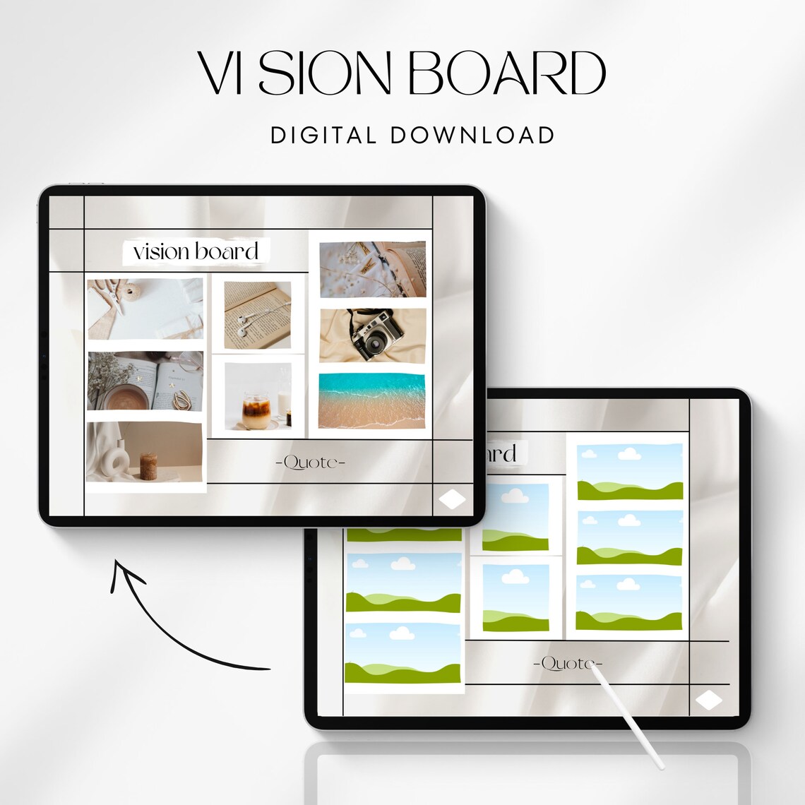 Digital Vision Board Canva Template, Vision Board Template, Vision ...