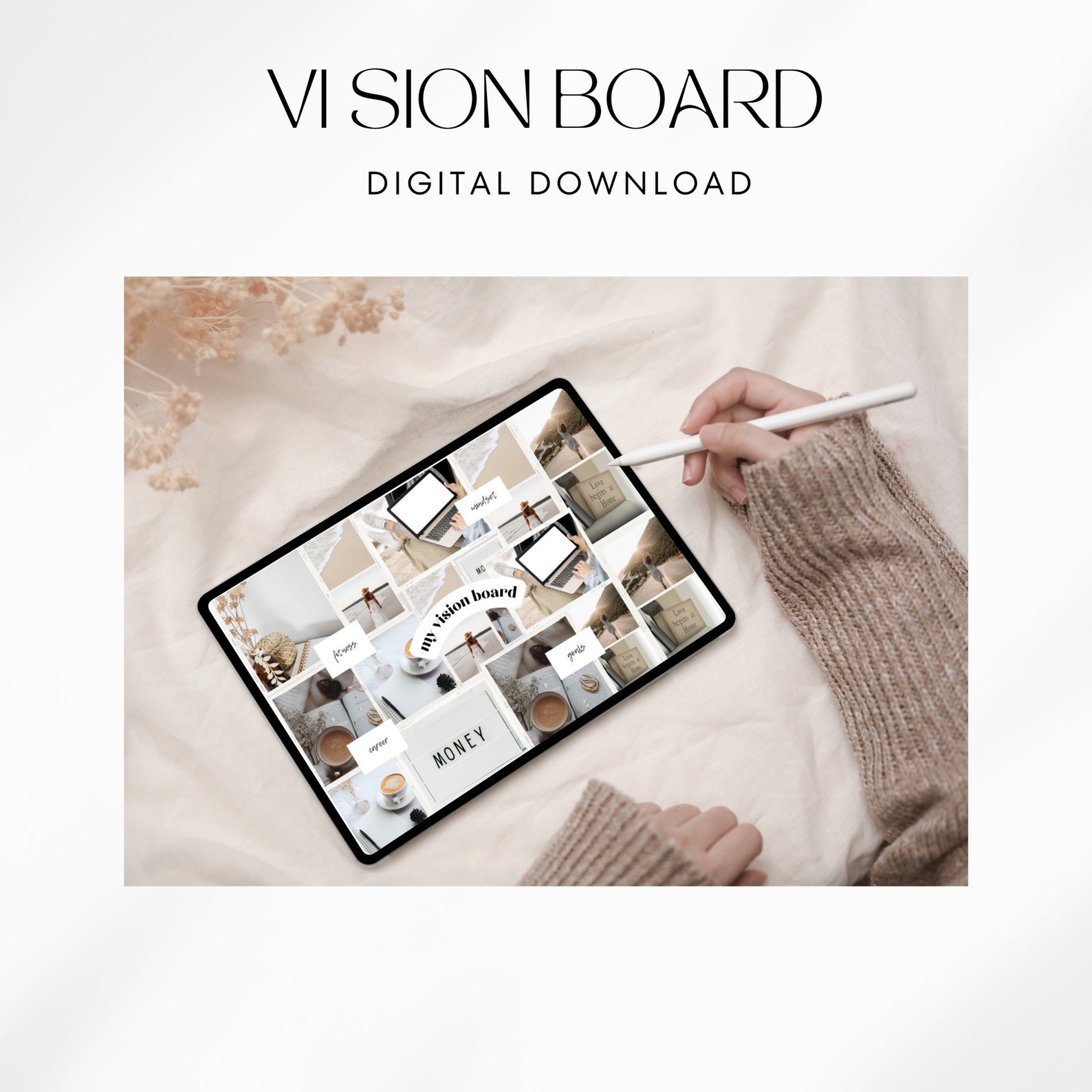 Digital Vision Board Canva Template, Vision Board Template, Vision ...