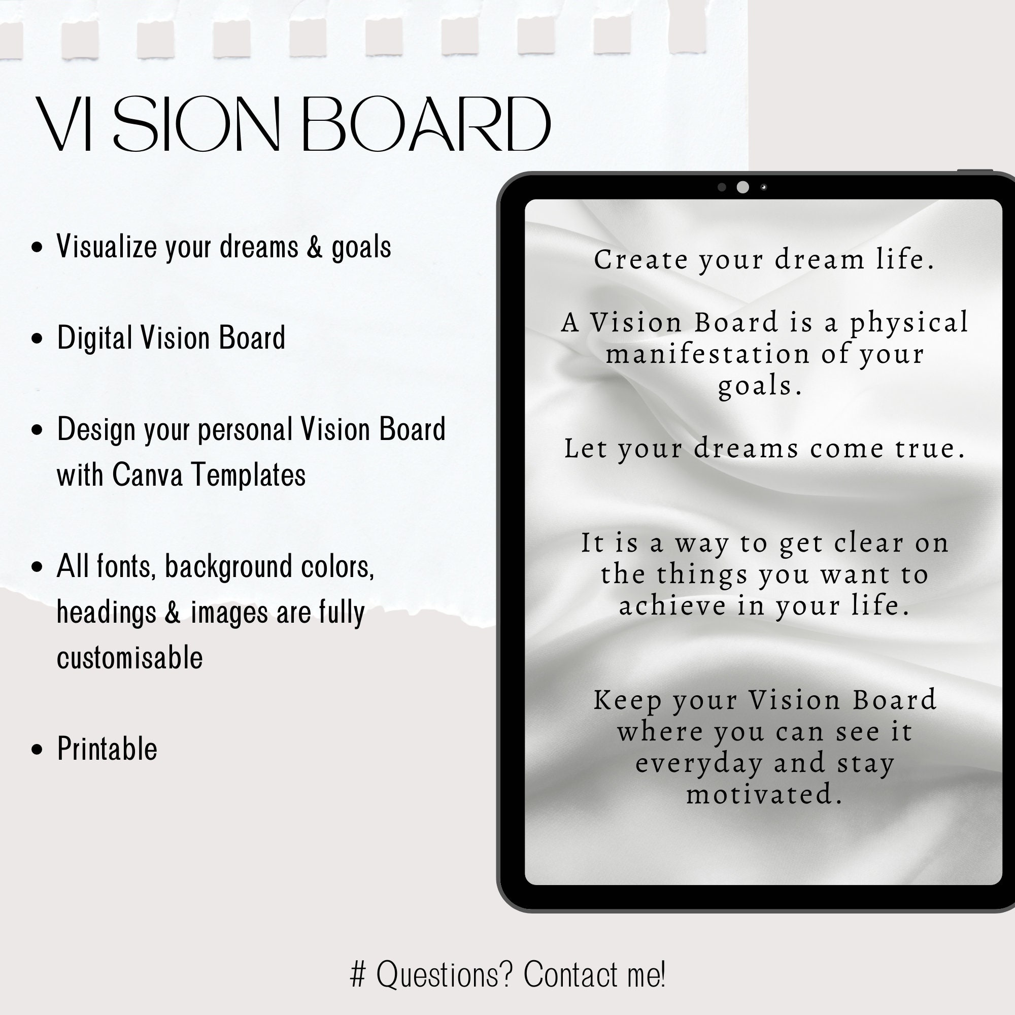Digital Vision Board Canva Template, Vision Board Template, Vision ...