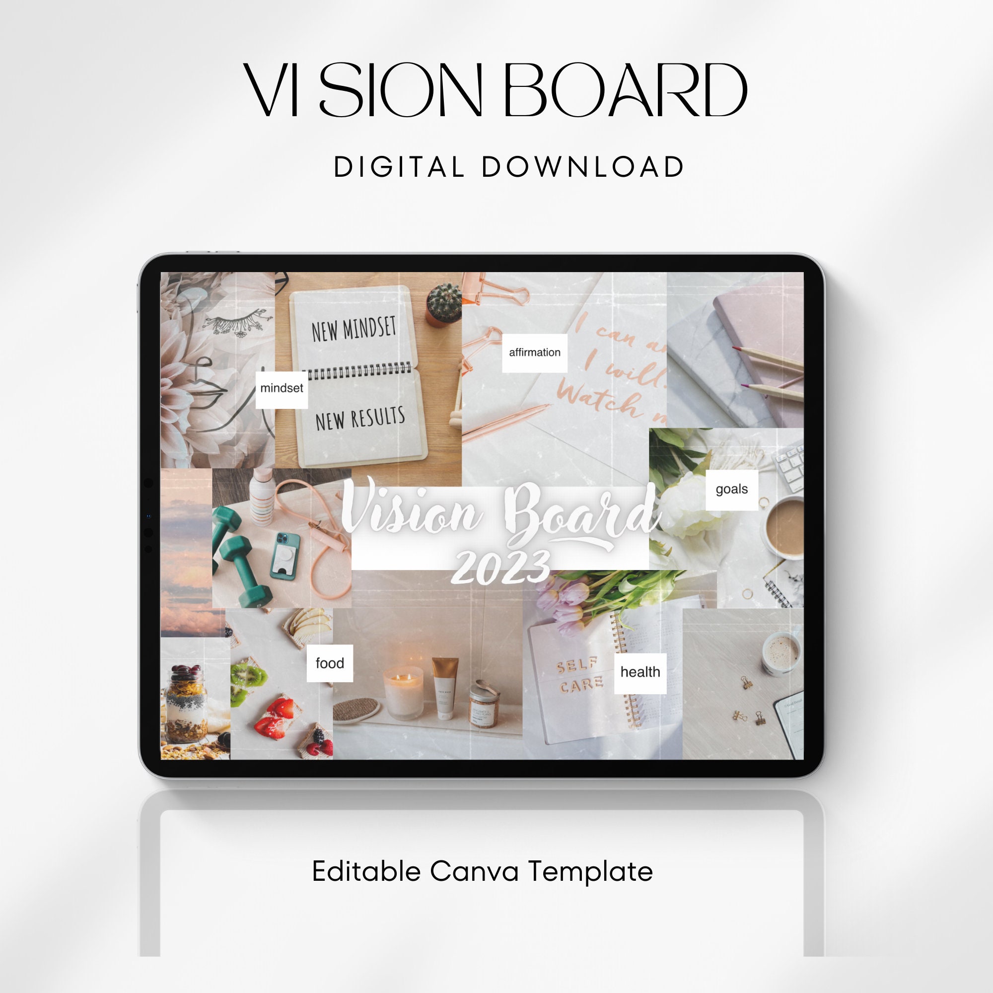 Digital Vision Board Canva Template, Vision Board Template, Vision ...