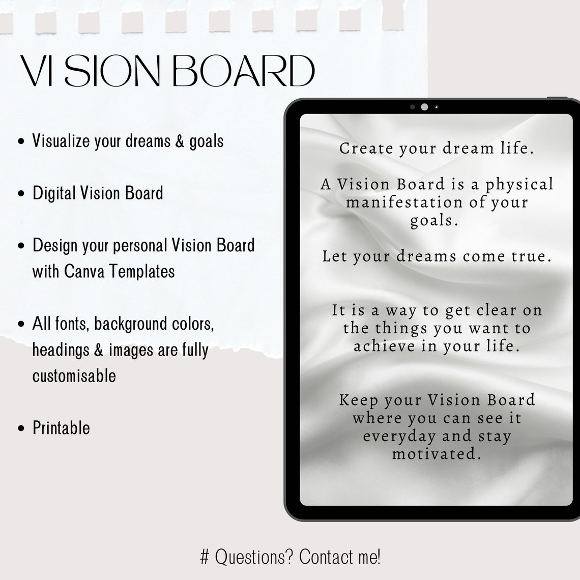 Digital Vision Board, Vision Board Template, Vision Board Canva ...