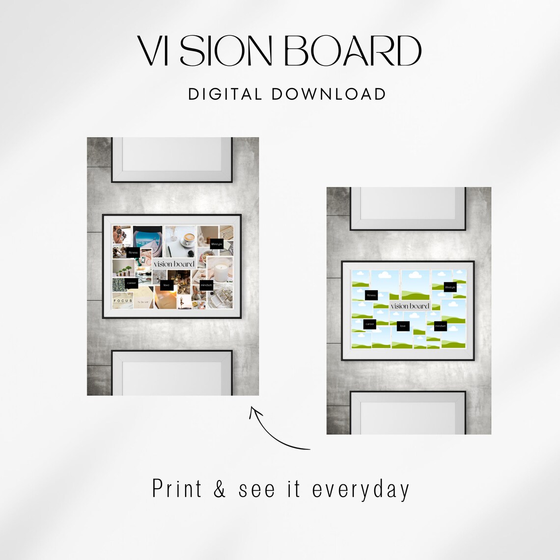 Digital Vision Board Canva Template, Vision Board Template, Vision ...