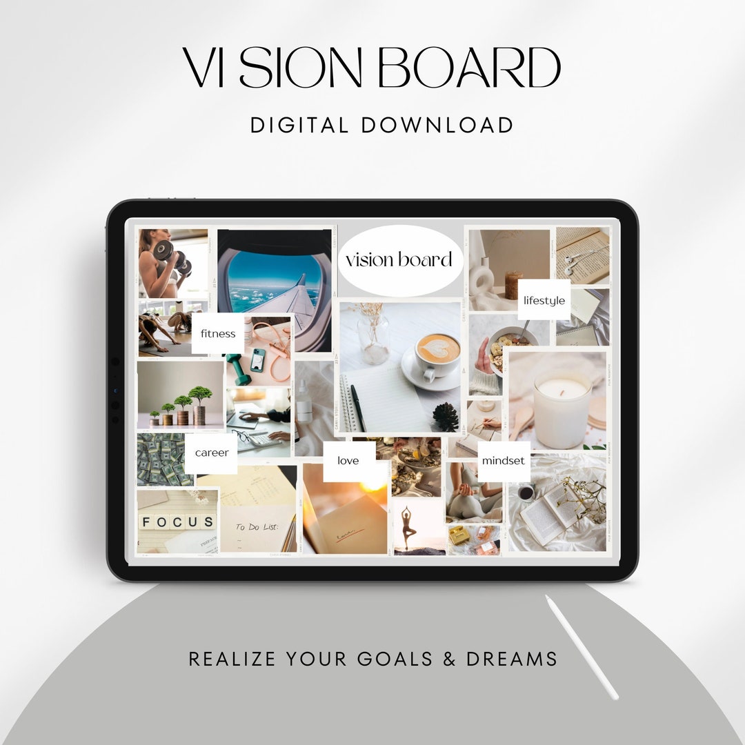 Digital Vision Board Canva Template, Vision Board Template, Vision ...