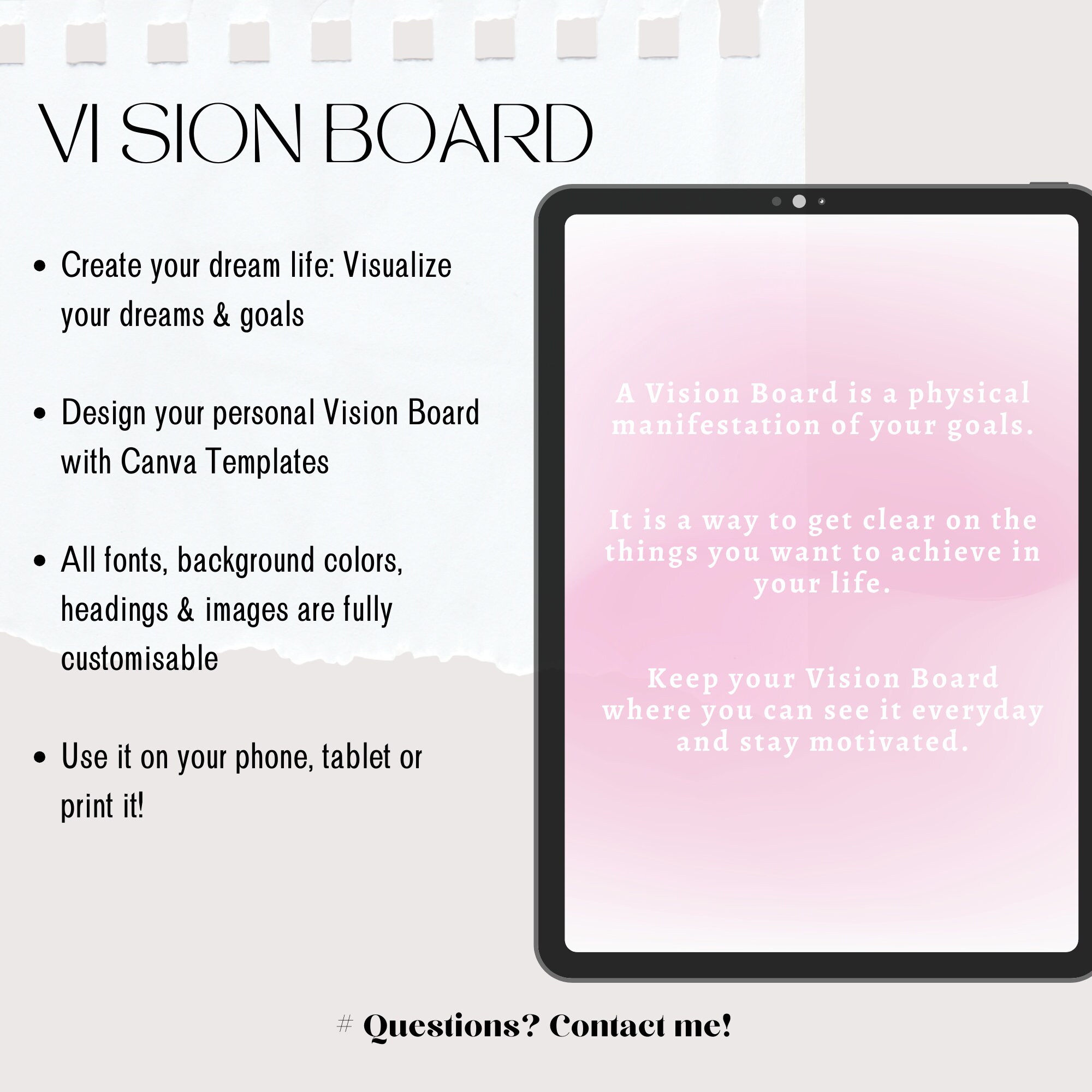 Digital Vision Board Canva Template, Vision Board Template, Vision ...