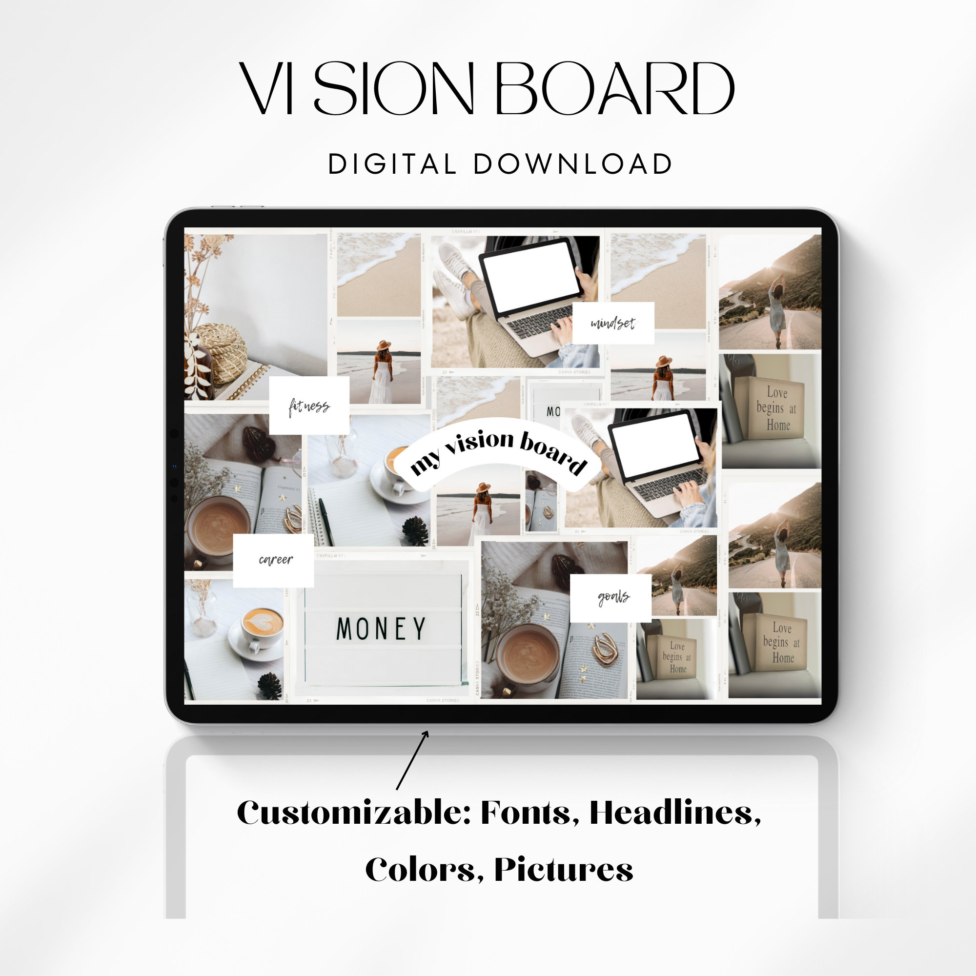 Digital Vision Board Canva Template, Vision Board Template, Vision ...