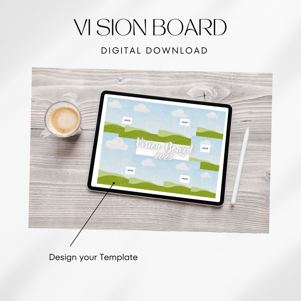 Digital Vision Board Canva Template, Vision Board Template, Vision ...